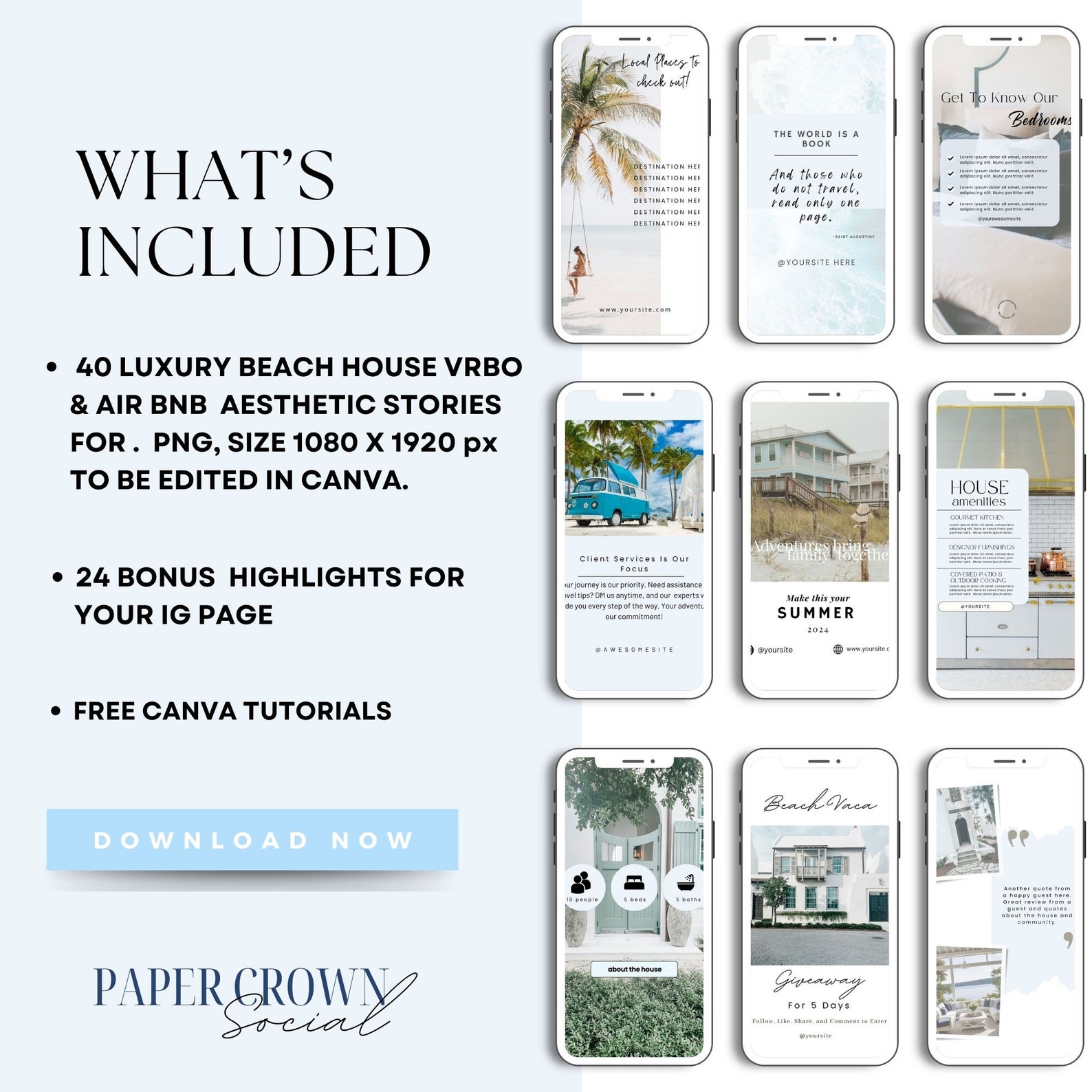 Canva Airbnb Instagram Promotion Template, VRBO Social Media Branding ...