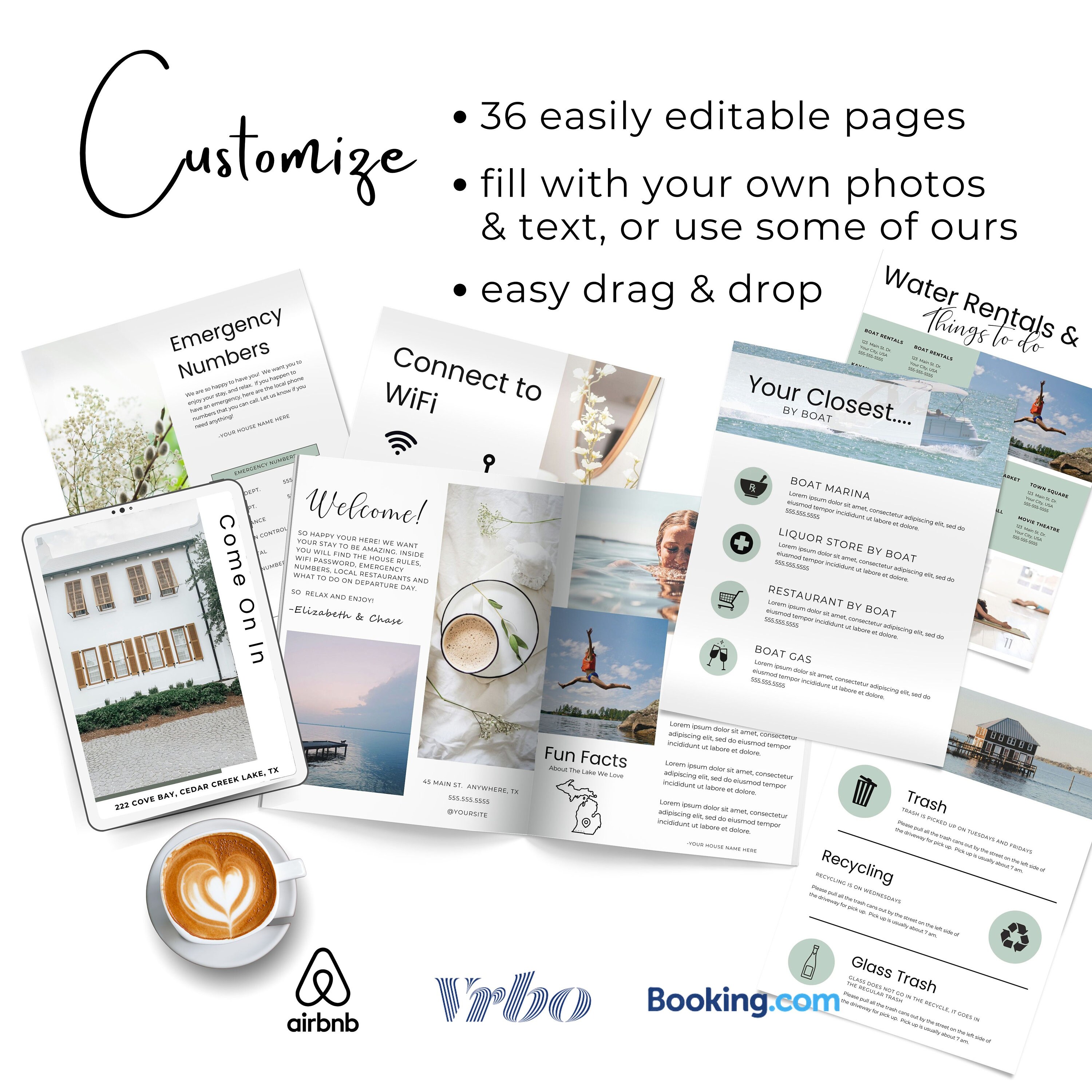 Editable Lake House Canva Template Ebook, Digital VRBO Guest Guidebook ...