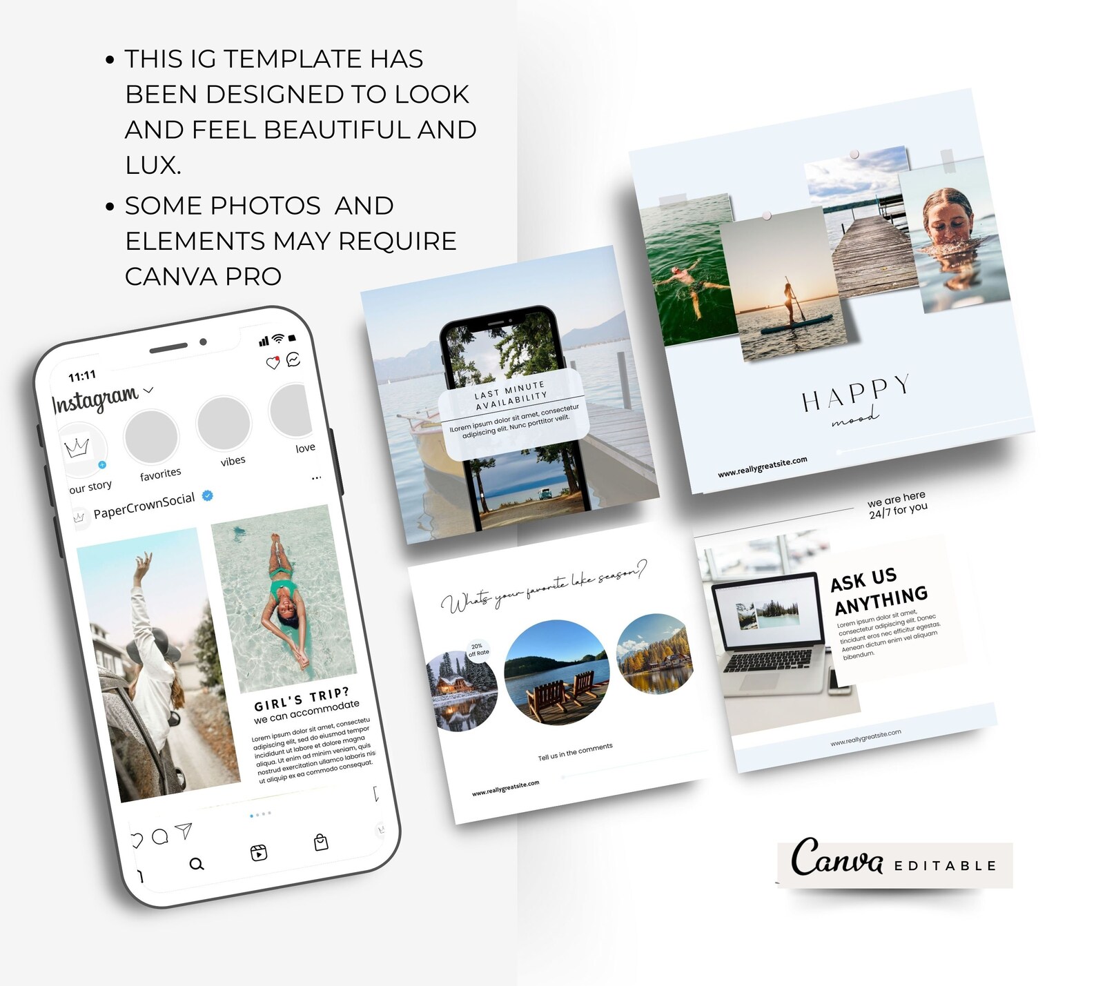 Lake House Canva Templates, Vacation Rental Branding Bundle, Canva VRBO ...