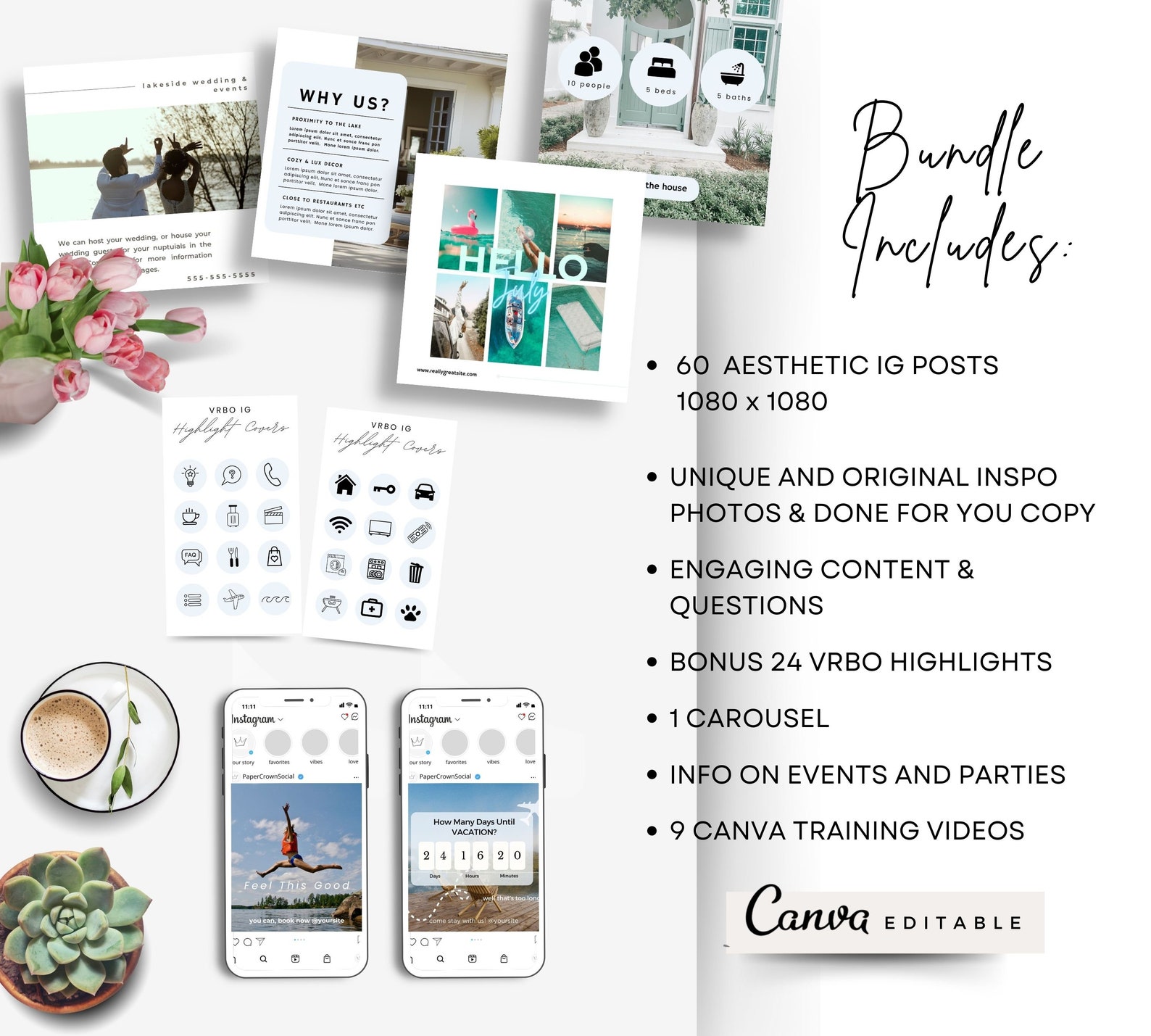 Lake House Canva Templates, Vacation Rental Branding Bundle, Canva VRBO ...