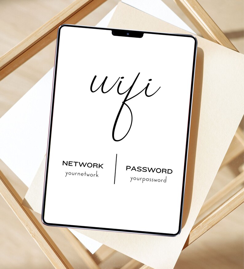 Minimal Wifi Password Sign With QR Code, Editable Short Stay / Airbnb ...