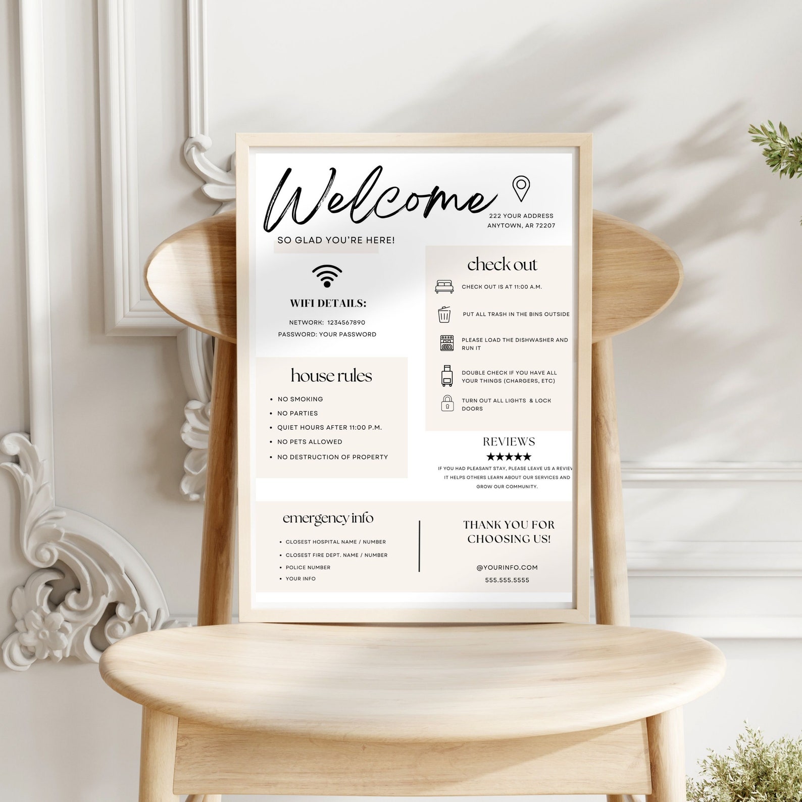 Editable Canva Welcome Sign for Airbnb Manager, VRBO Template Welcome ...