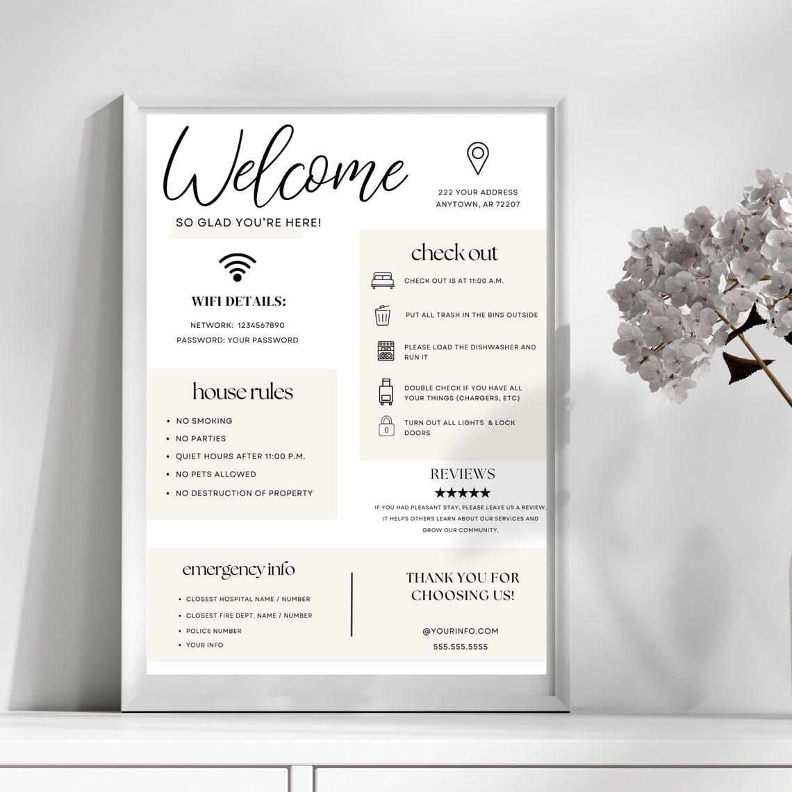 Editable Canva Welcome Sign for Airbnb Manager, VRBO Template Welcome ...