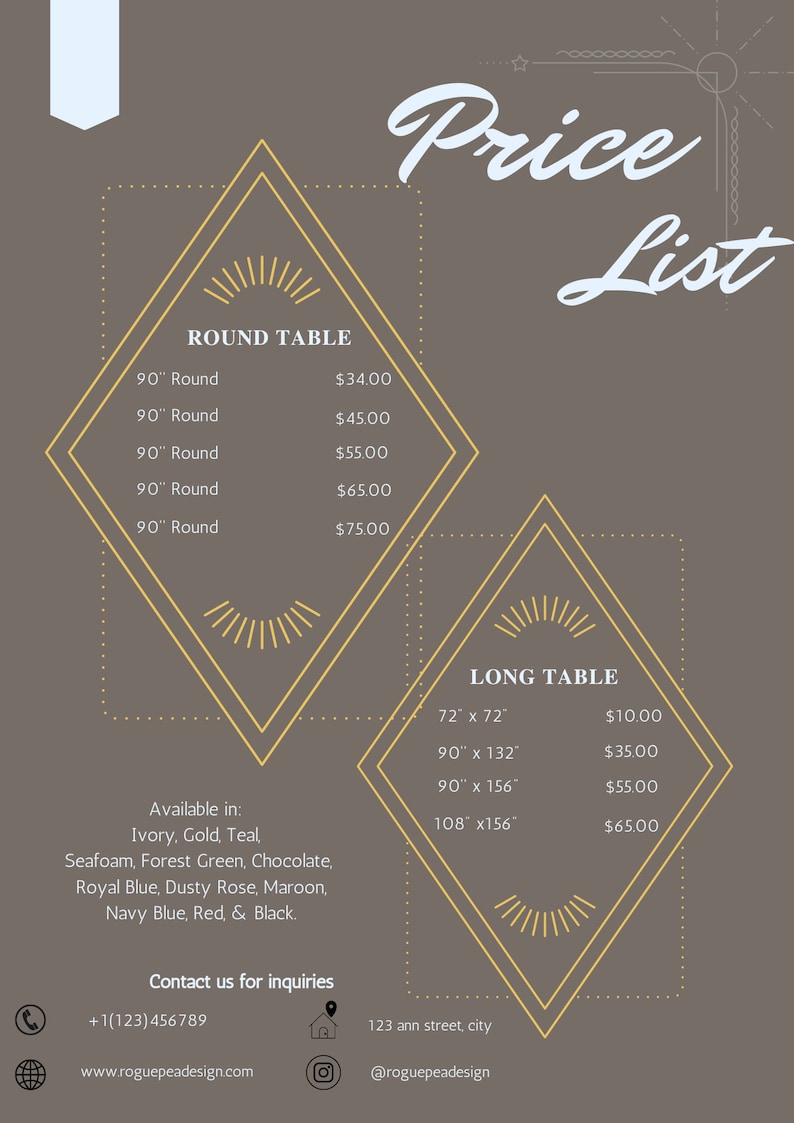 Elegant Editable Price List Template Pricing List INSTANT DOWNLOAD ...