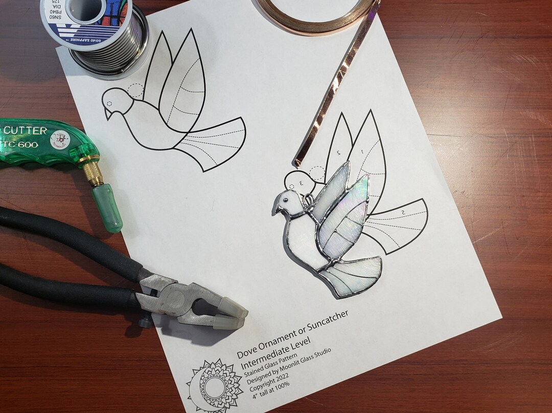 Dove - Stained Glass Pattern - Ornament / Suncatcher (digital PDF ...