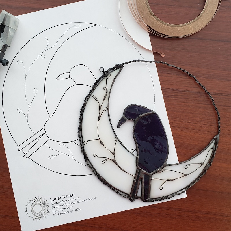 Stained Glass Raven - Etsy
