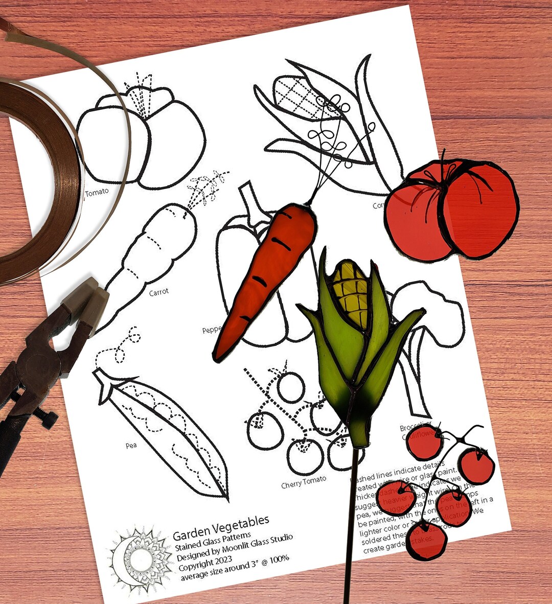 Garden Vegetables - Stained Glass Patterns (digital PDF Format) - Etsy
