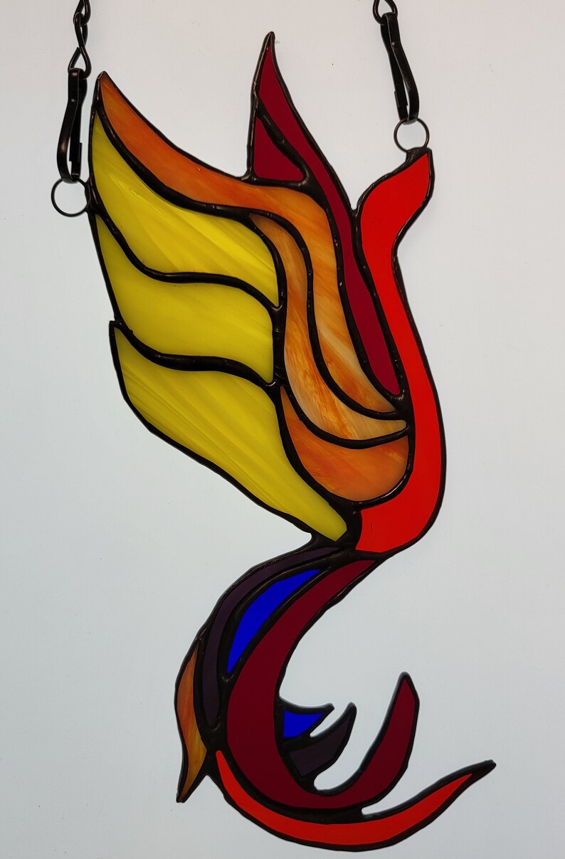 Firebird phoenix Stained Glass Pattern digital PDF - Etsy