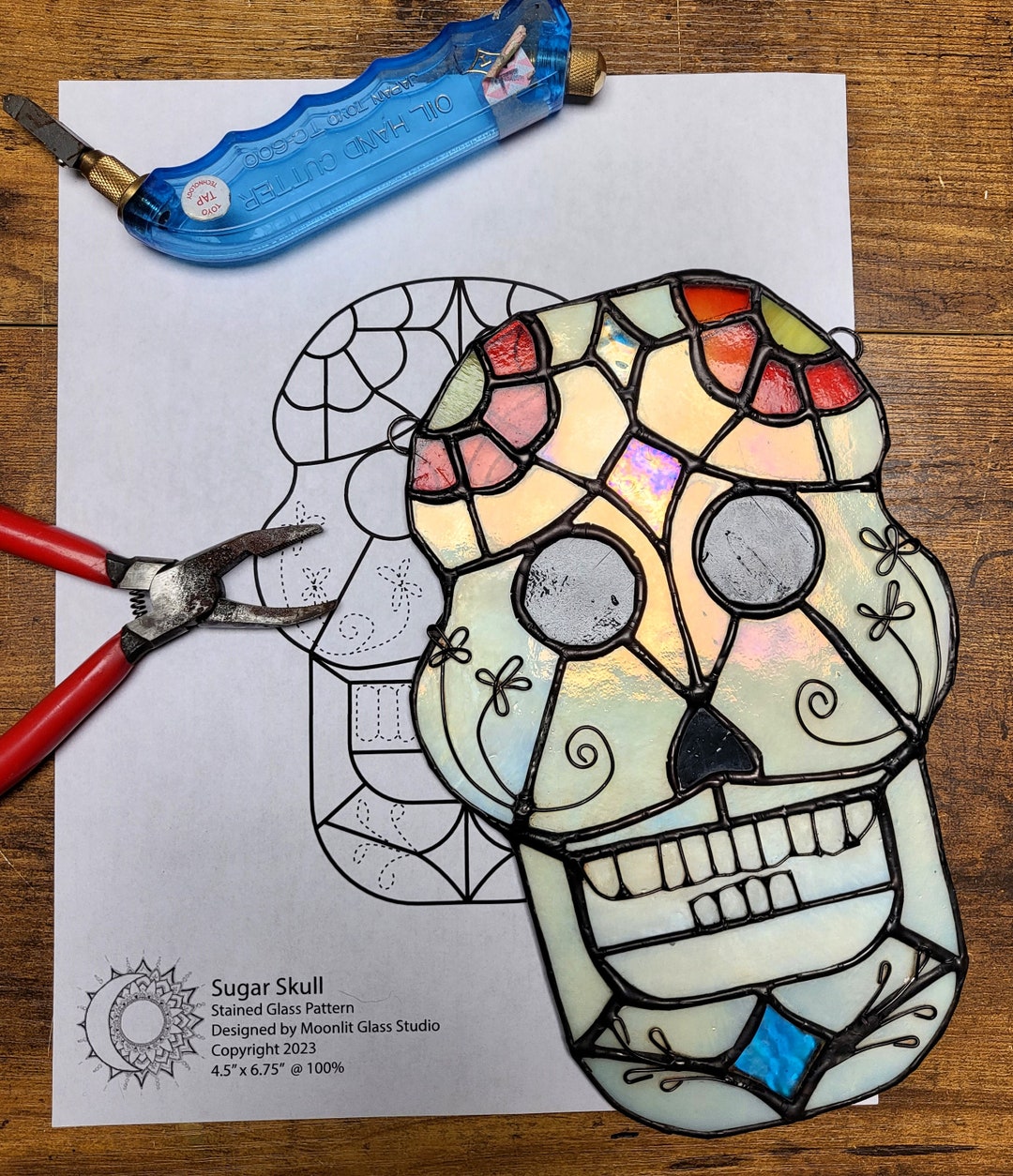 Sugar Skull - Stained Glass Pattern (digital PDF Format) - Etsy