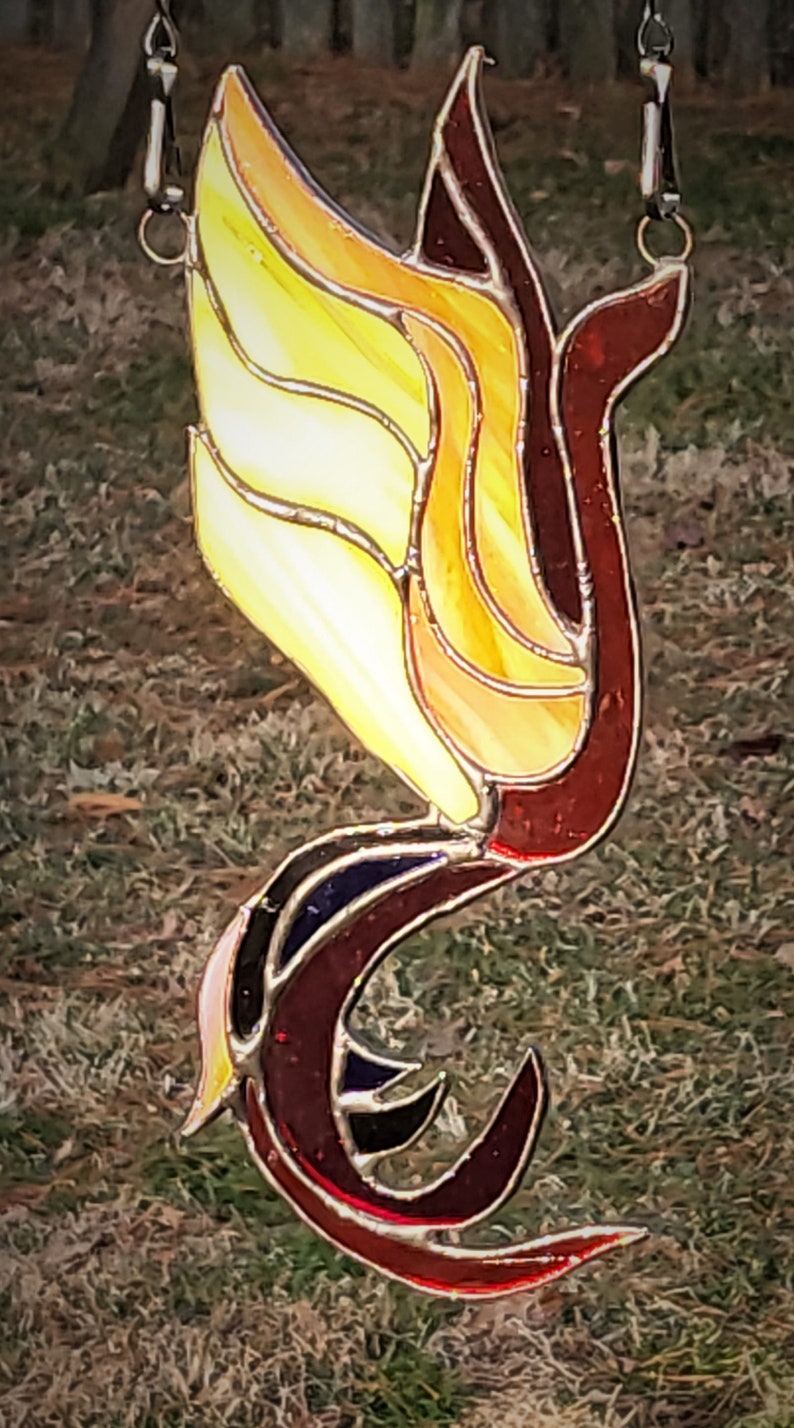 Firebird phoenix Stained Glass Pattern digital PDF - Etsy