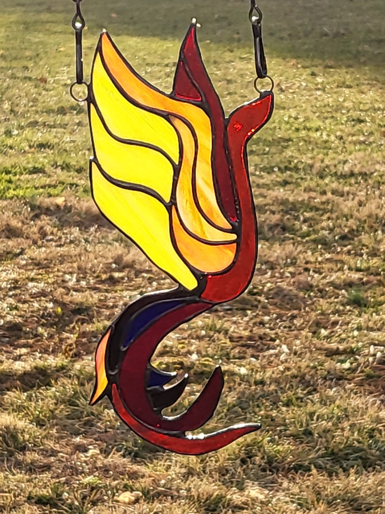 Firebird phoenix Stained Glass Pattern digital PDF - Etsy