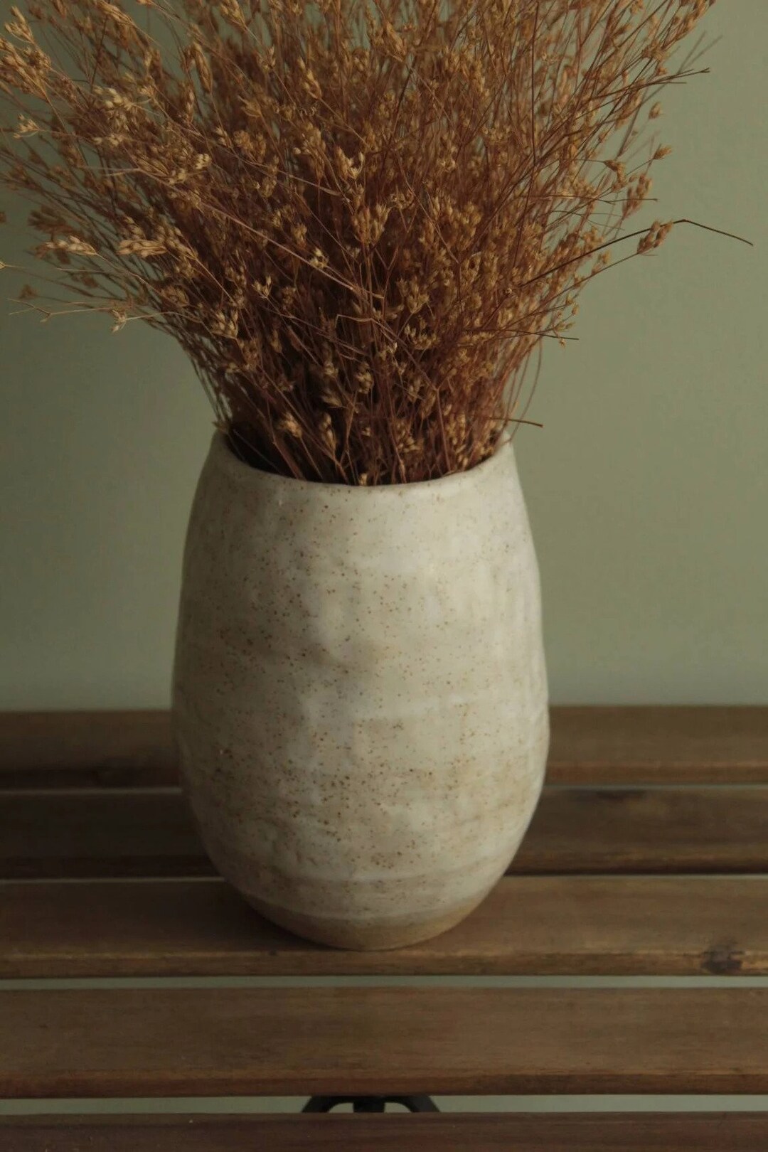 Handmade Ceramic Minimal Design Vase, Stoneware Flower Vase, White Vase ...