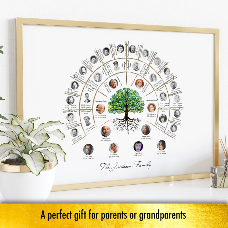 Family Tree Template With Photo Frames for 5 Generations - Etsy