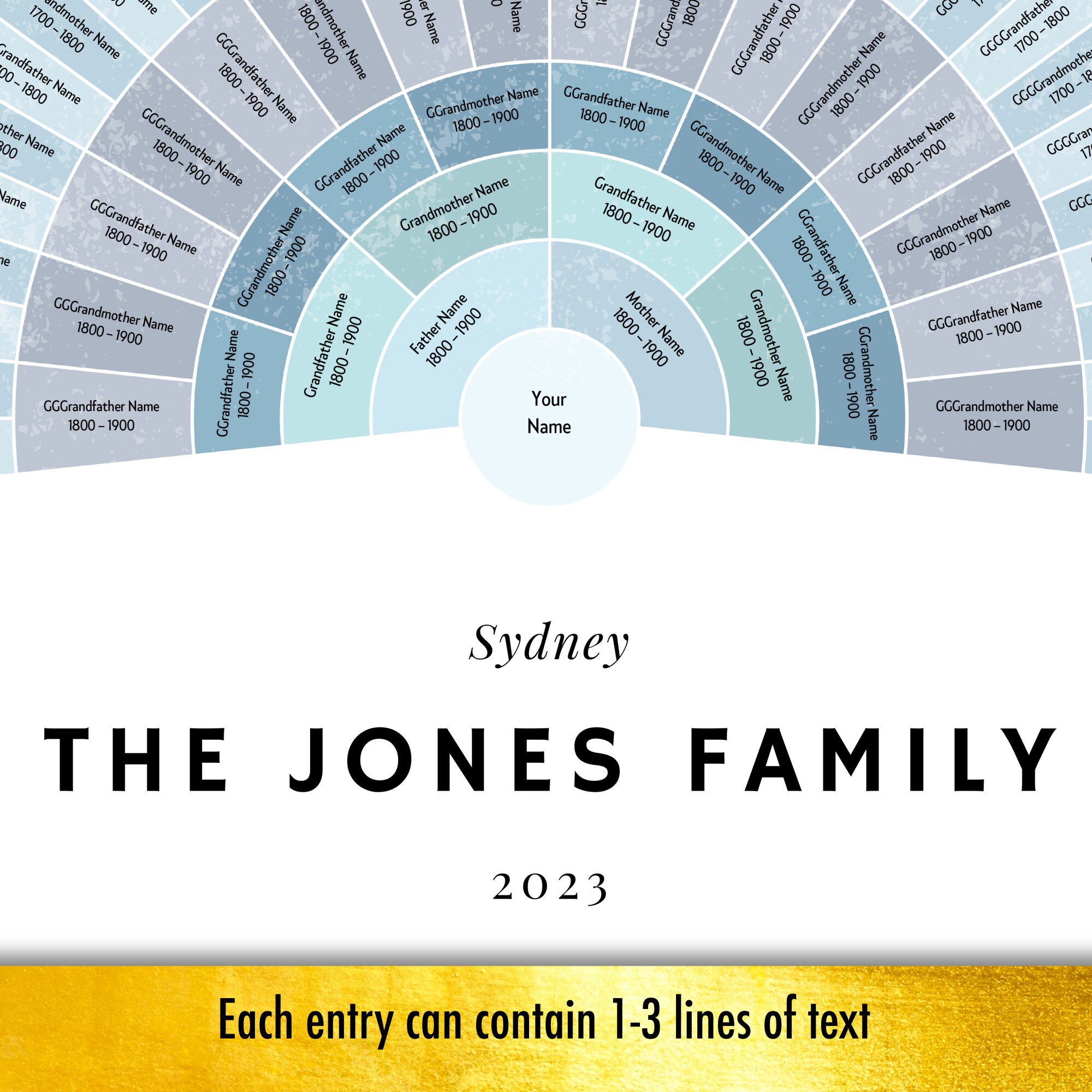 Canva Family Tree Template French Blue Palette Fan Chart 8 Generations ...