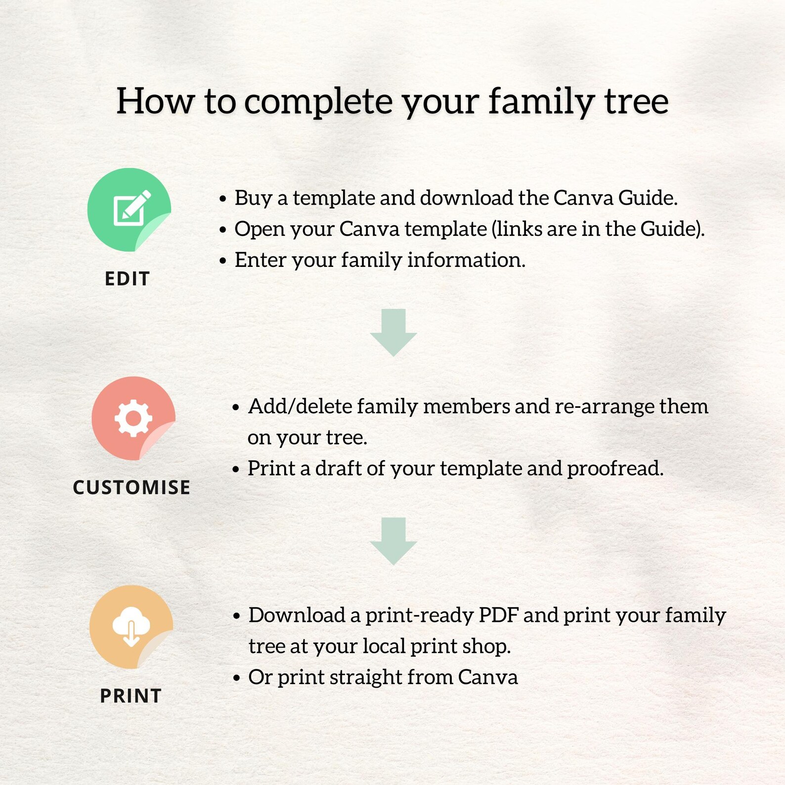 Family Photo Olive Tree Template: 5 Branch, 4 Generation (24x18 & A2 ...