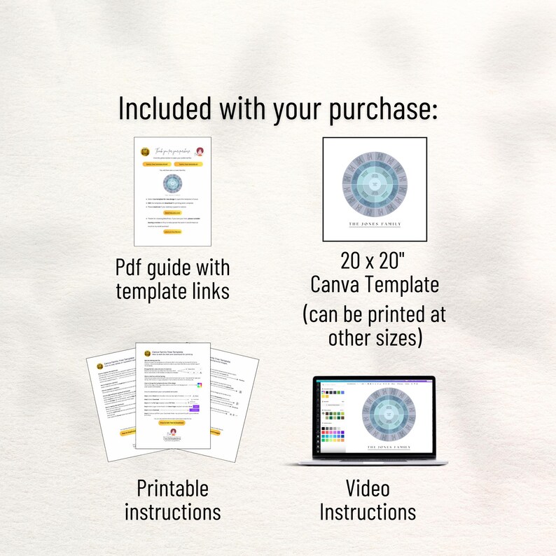 French Blue Family Tree Circle Template: 5 Generation (20x20, Canva ...
