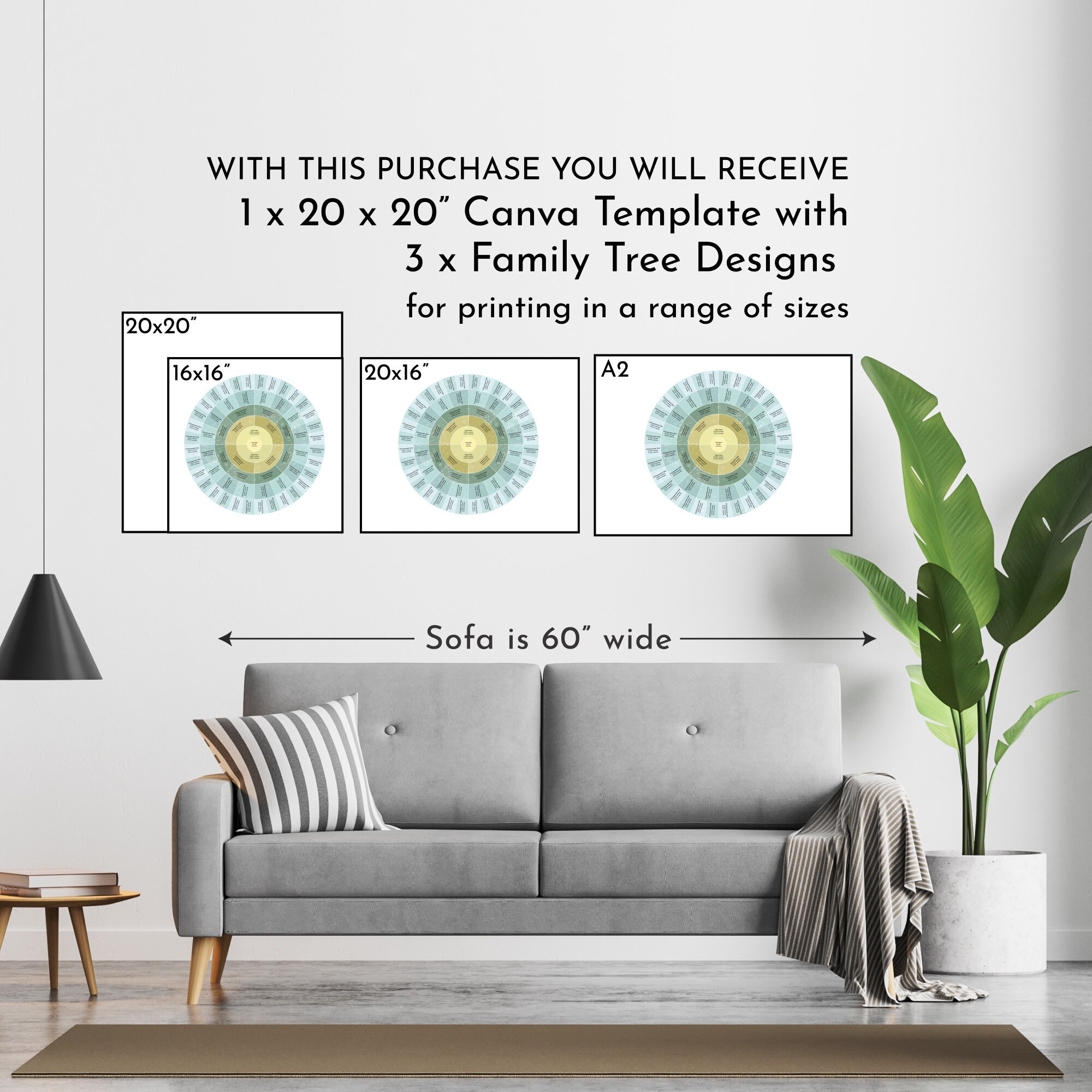 Family Tree Template 3 Modern Canva Designs in Dusty Rose - Etsy