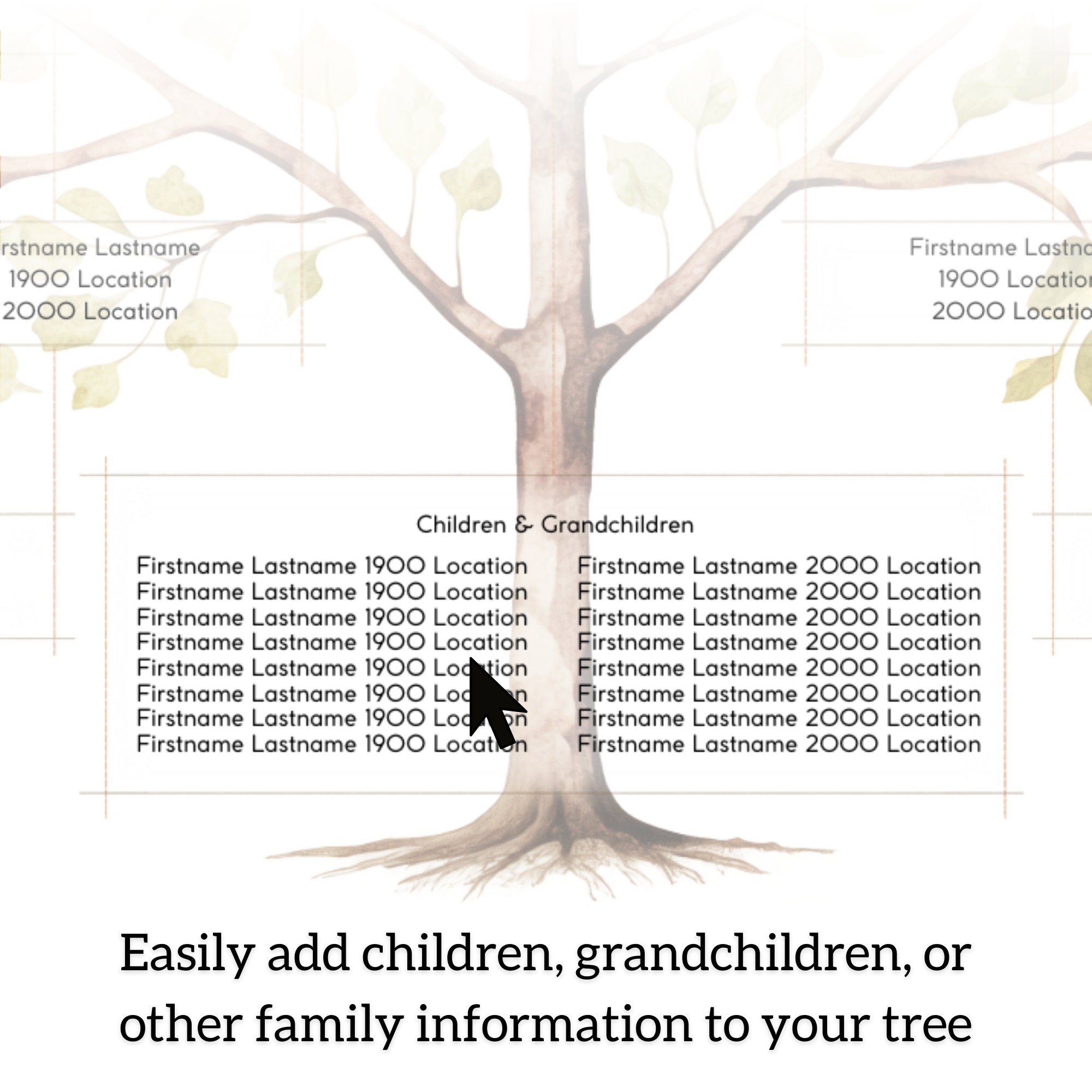 Spring Tree Family Template Canva Tree Chart 7 Generations 36 X 24 & A1 ...
