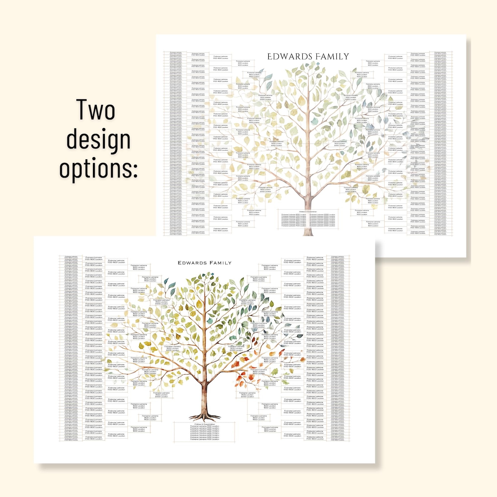 Spring Tree 8 Generation Family Chart Template (36x24 & A1, Canva) - Etsy