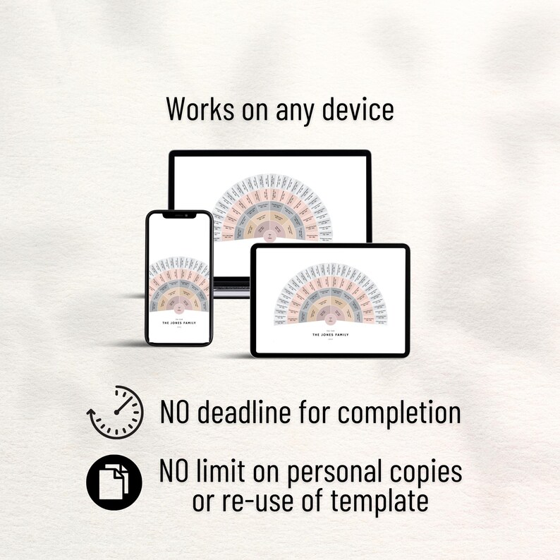 Scandi Family Tree Fan Template: 6 Generation (16x12 & A3, Canva) - Etsy
