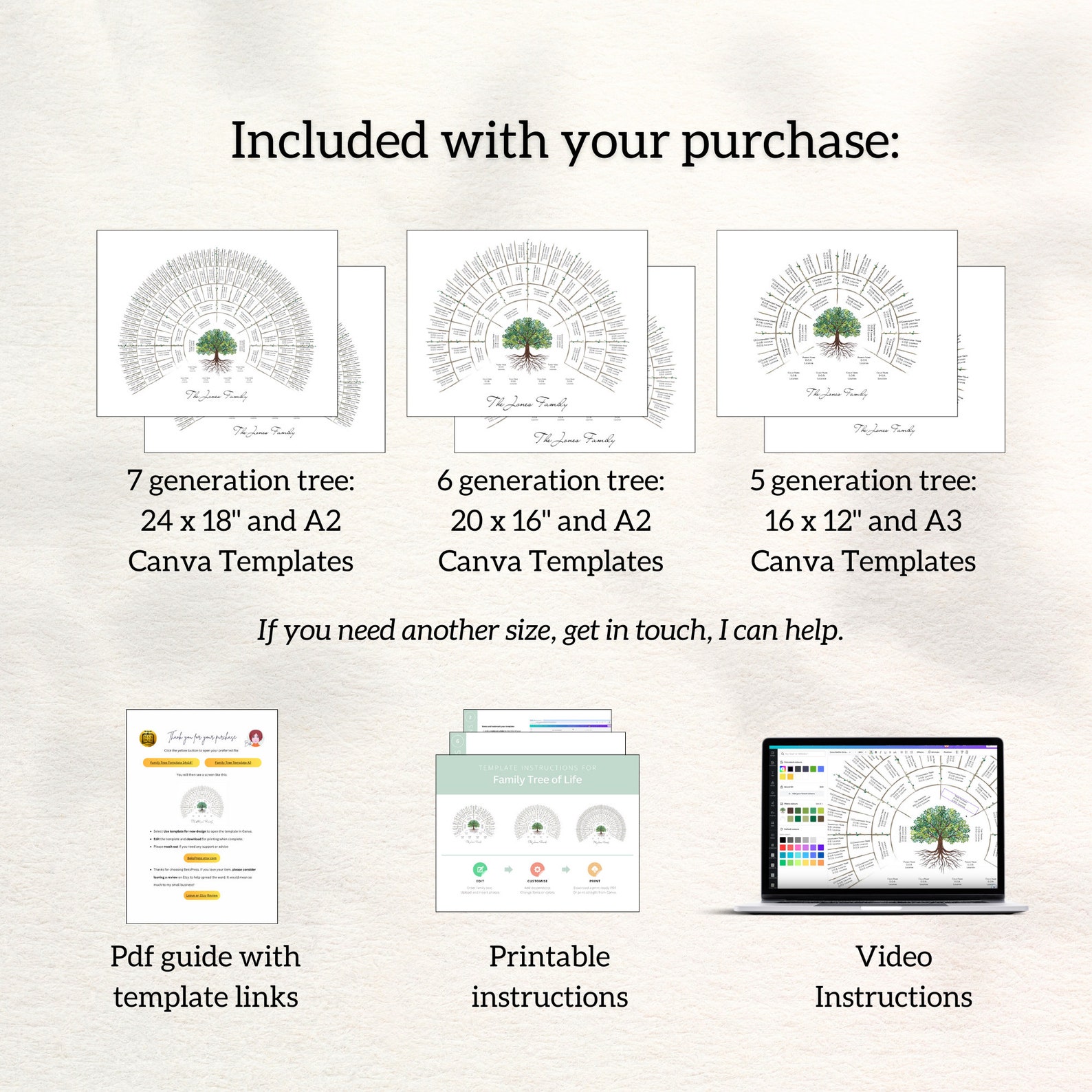 Family Tree of Life Template Bundle, 5, 6, 7 Generations, With a Tree ...