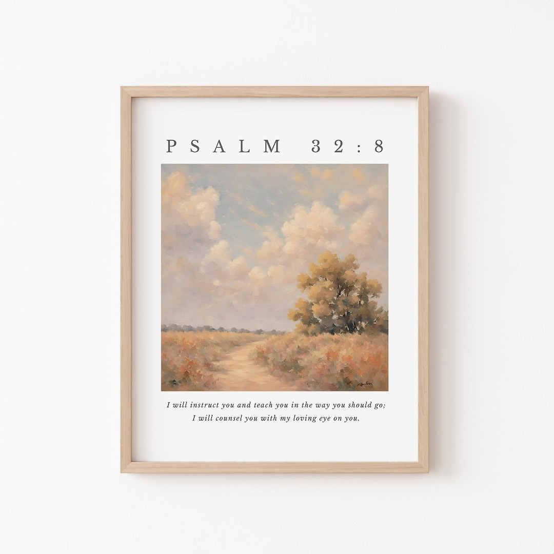 Psalms 32 8 | Printable Scripture Art | Vintage Christian Wall Art ...