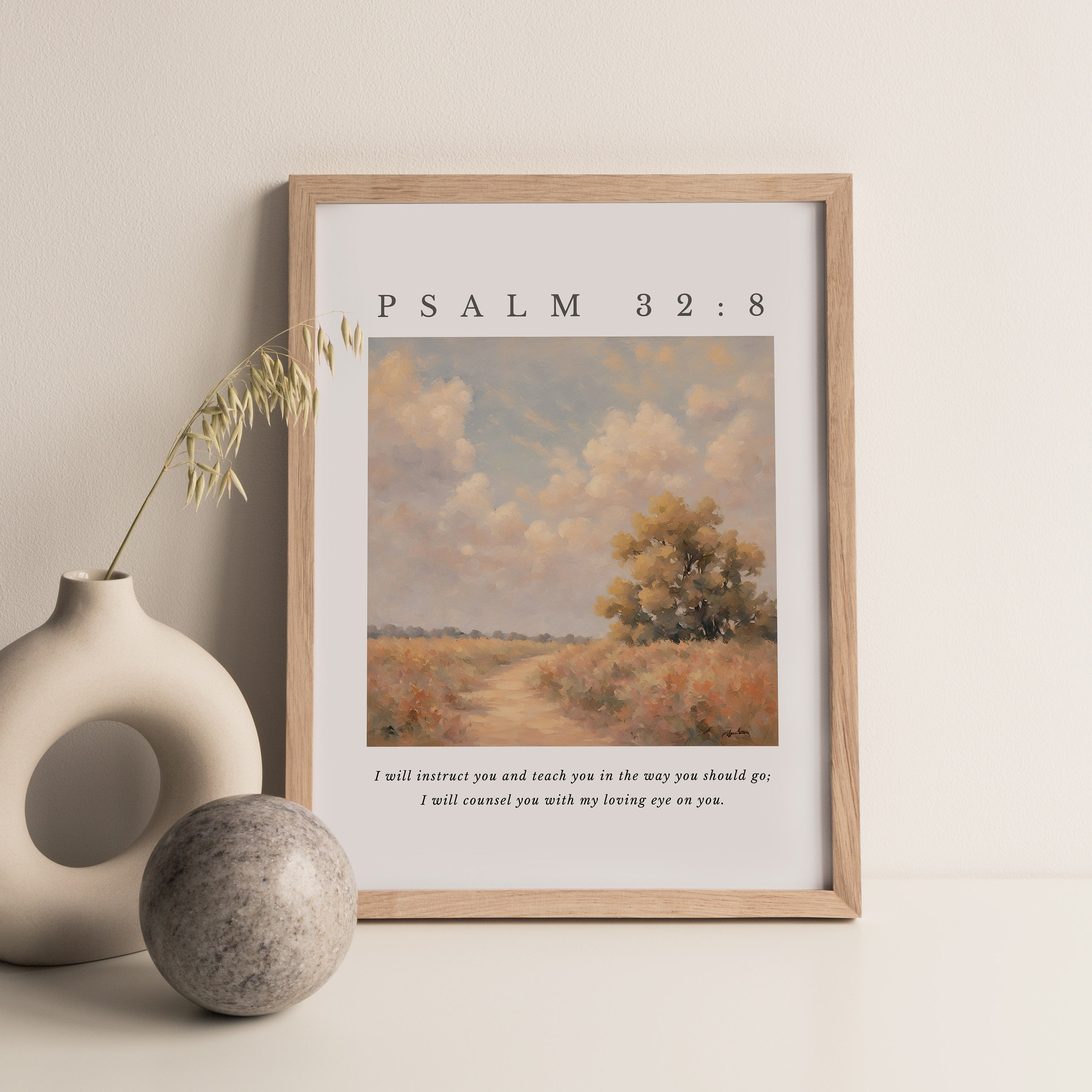 Psalms 32 8 | Printable Scripture Art | Vintage Christian Wall Art ...
