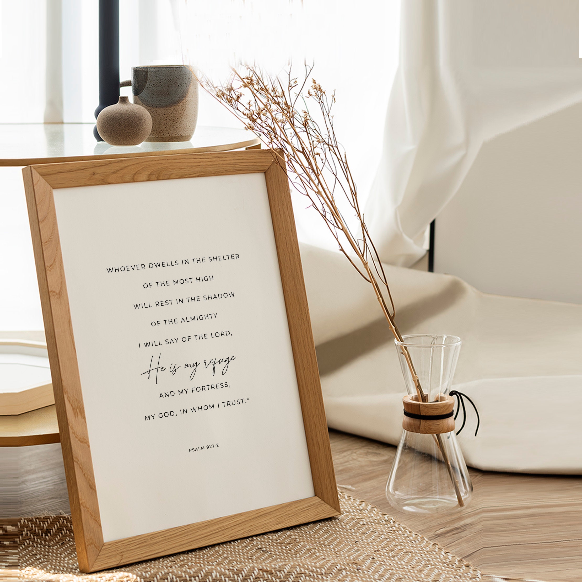 Psalms 91, Psalm 91:1-2, Printable Bible Verse Wall Art, Scripture Wall ...