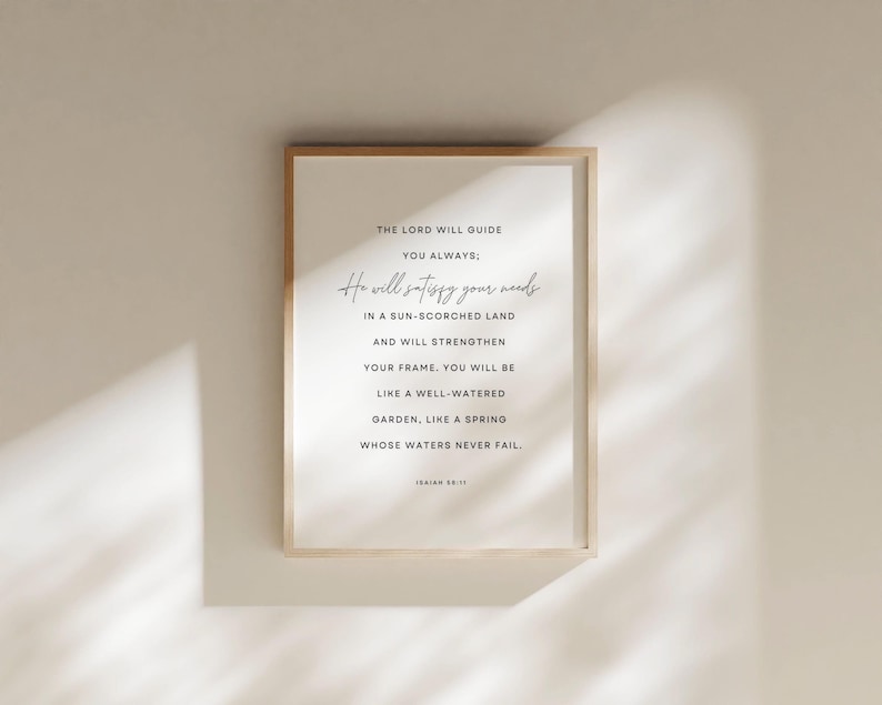 Isaiah 58 11 Minimalist Bible Verse Printable | Aesthetic Scripture Art ...