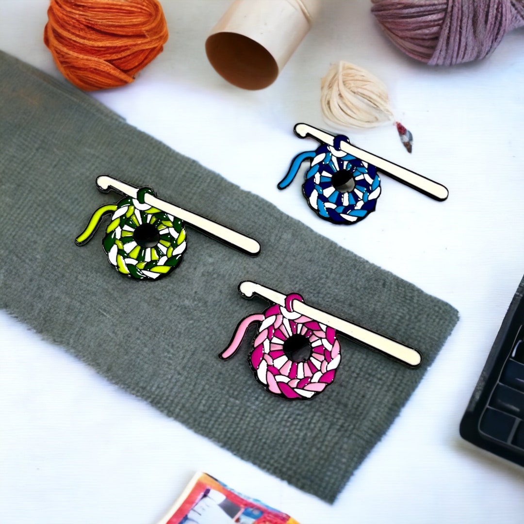 Enamel Lapel Pin, Crochet, Crochet Hook, Brooch, Pin, Gift, Present ...