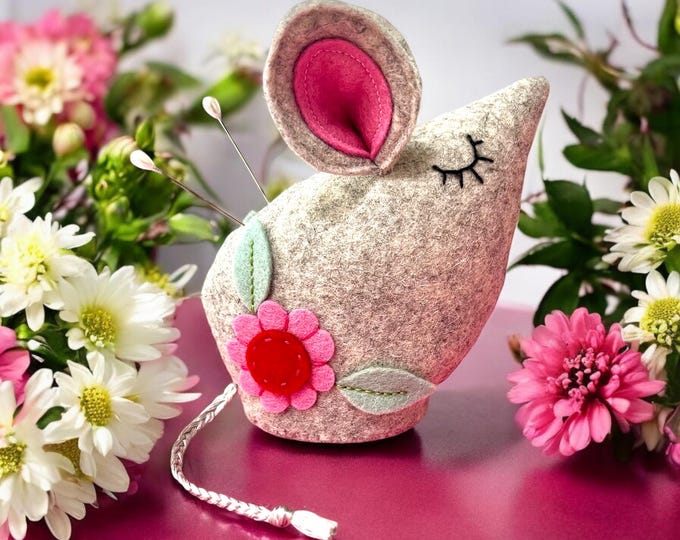 Matilda Mouse Merino Wool Felt Pincushion - Wool Felt, Sewing, Needles ...