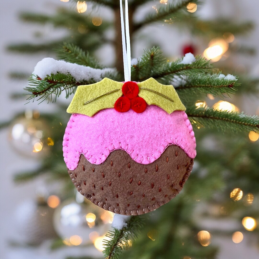 Christmas Pudding Felt Tree Decorations, Felt Ornament, Festive ...
