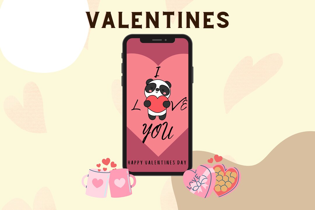 Panda Heart Valentines Day Card, Digital Valentines Card, Printable ...