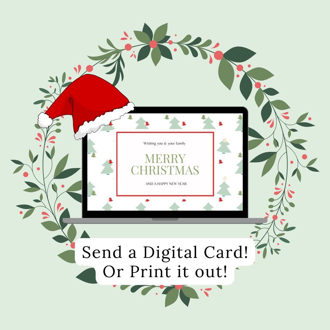 Christmas Card Printable, Digital Christmas Card, Holidays Card ...
