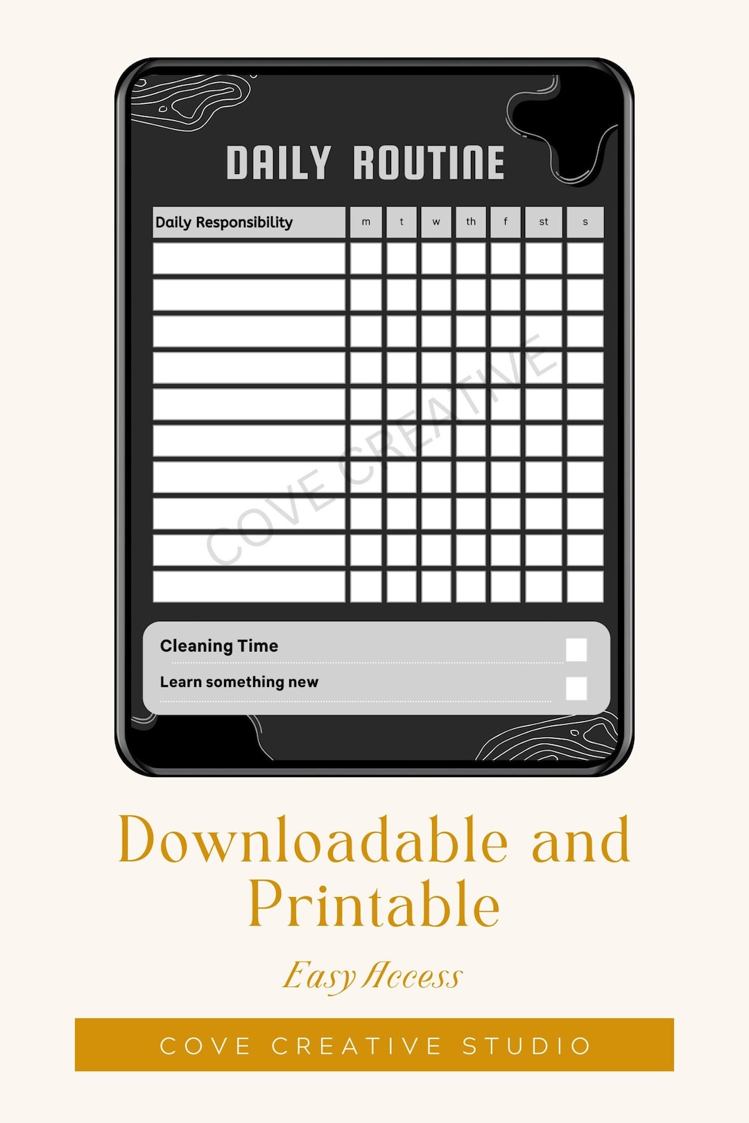Black and White Daily Routine Planner, Daily Planner, Routine Planner ...