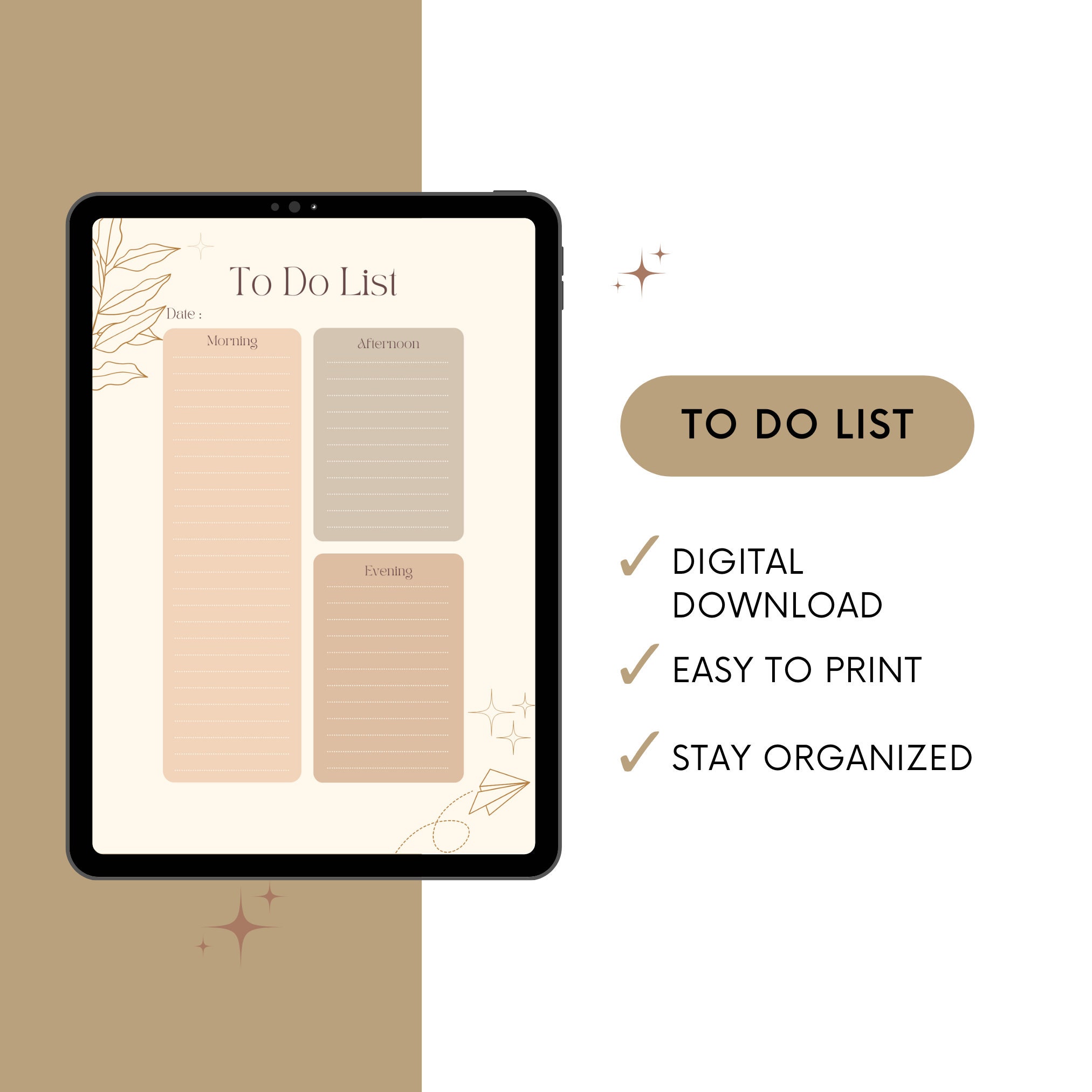 Neutral To-do List, To-do List Printable, Digital To-do List, Daily ...
