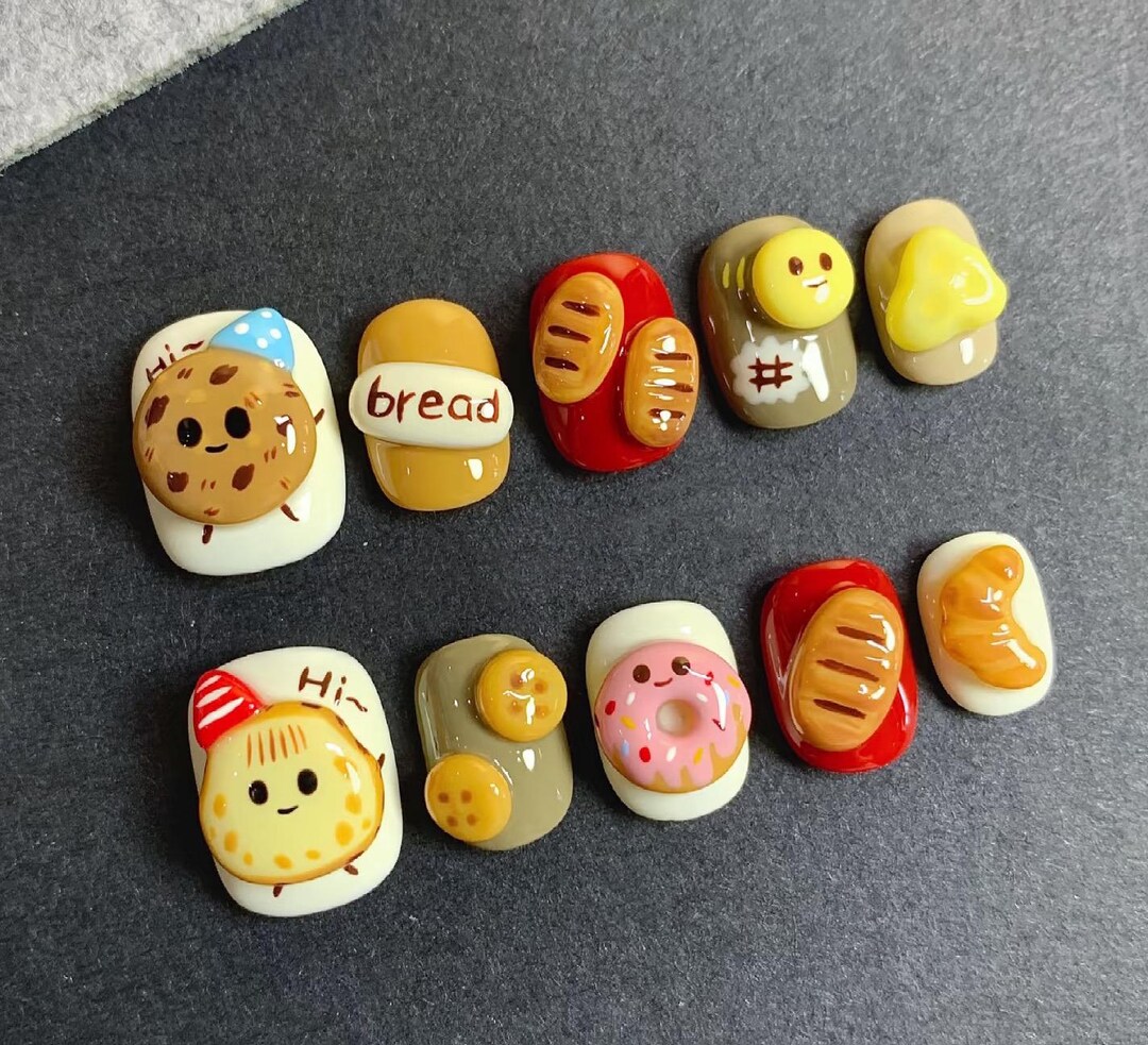 3D Little Biscuit，bread，donut Nails /cute Three-dimensional ...