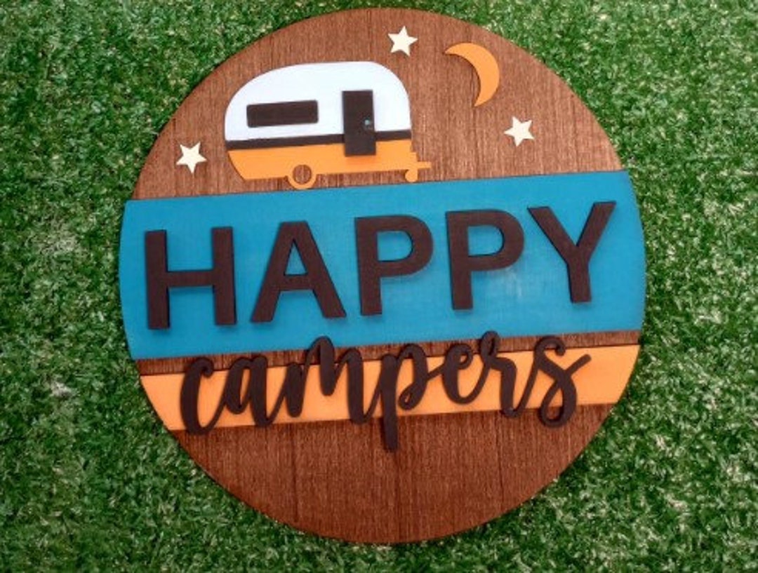 Happy Campers Sign Happy Camper Camping Decor Camping Gift Painted and ...