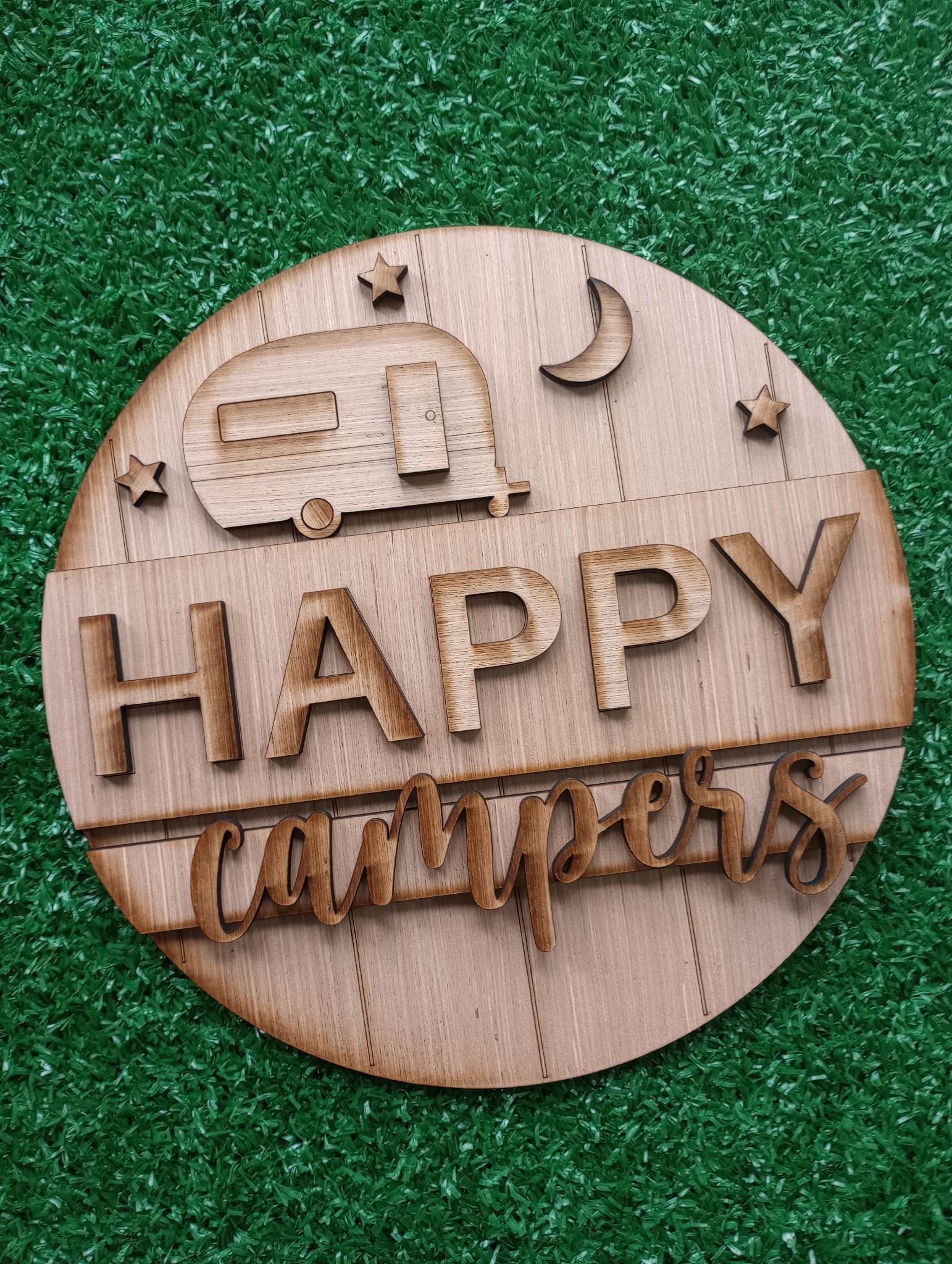 Happy Campers Sign Happy Camper Camping Decor Camping Gift Painted and ...