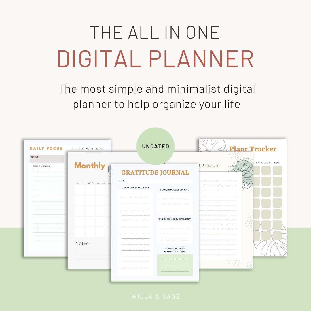 Digital Planner 2022-2023 Minimalist Simple Undated iPad iPhone ...