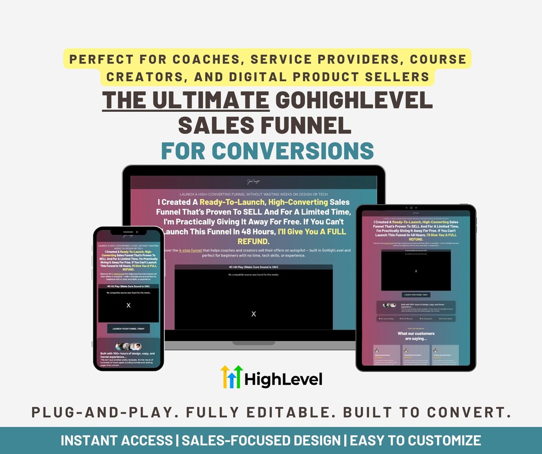Gohighlevel Sales Funnel Template: High-converting VSL Website - Etsy