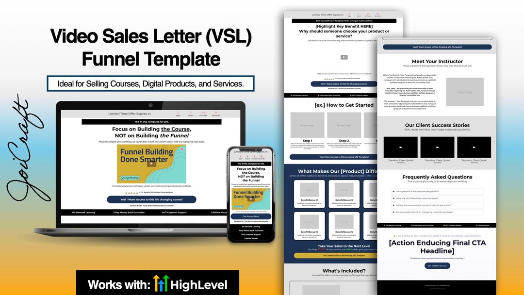 Gohighlevel VSL Template, GHL Video Sales Letter Template, GHL Video Funnel Template ...