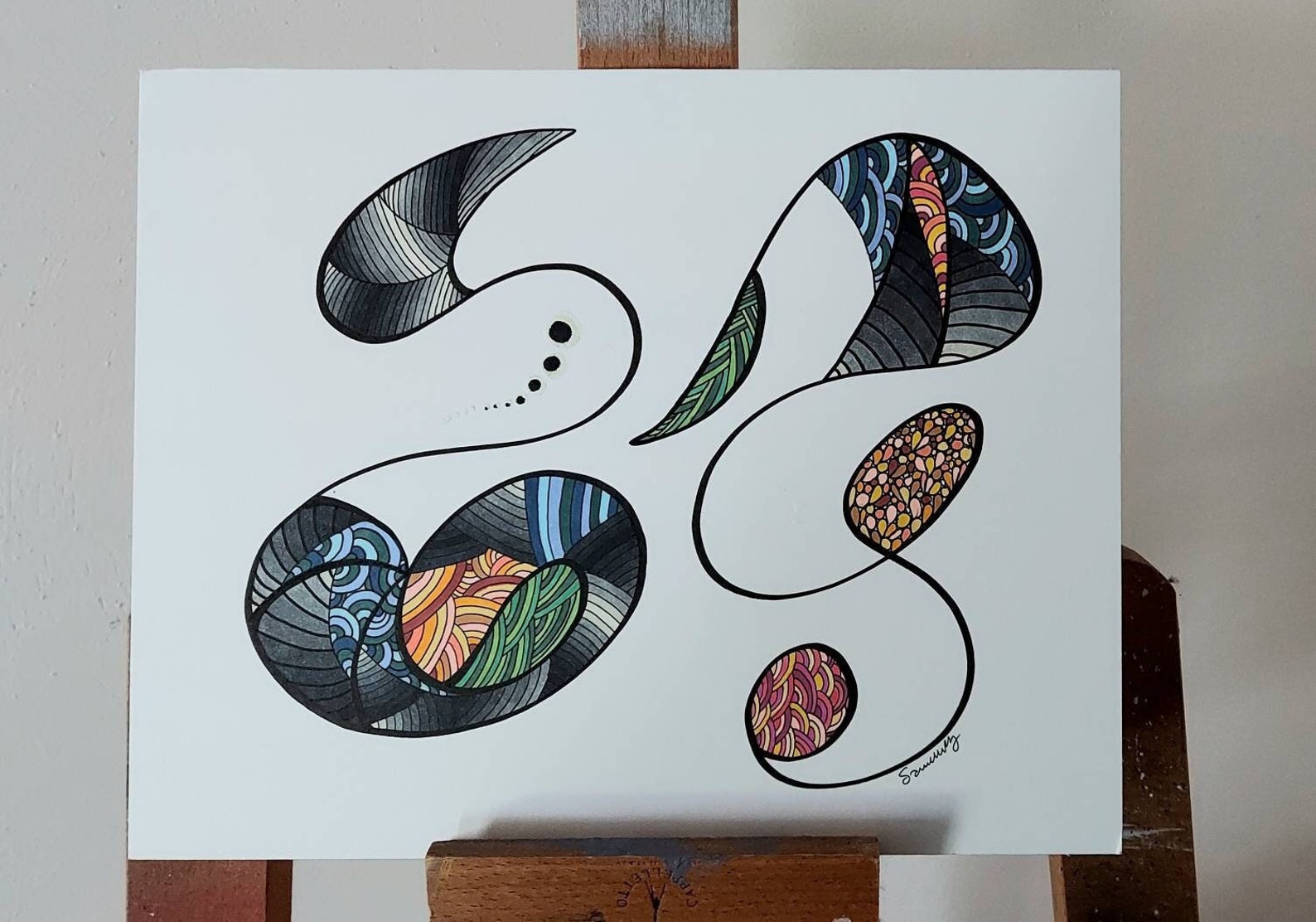 Lines and Color Pushing and Pulling, Abstract Ink and Marker Drawing - Etsy