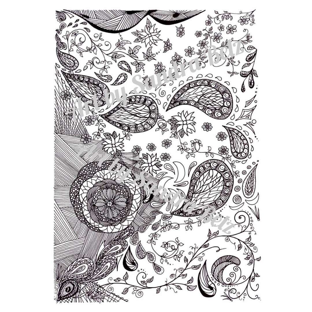 Floral Paisley Coloring Page, Digital Download - Etsy