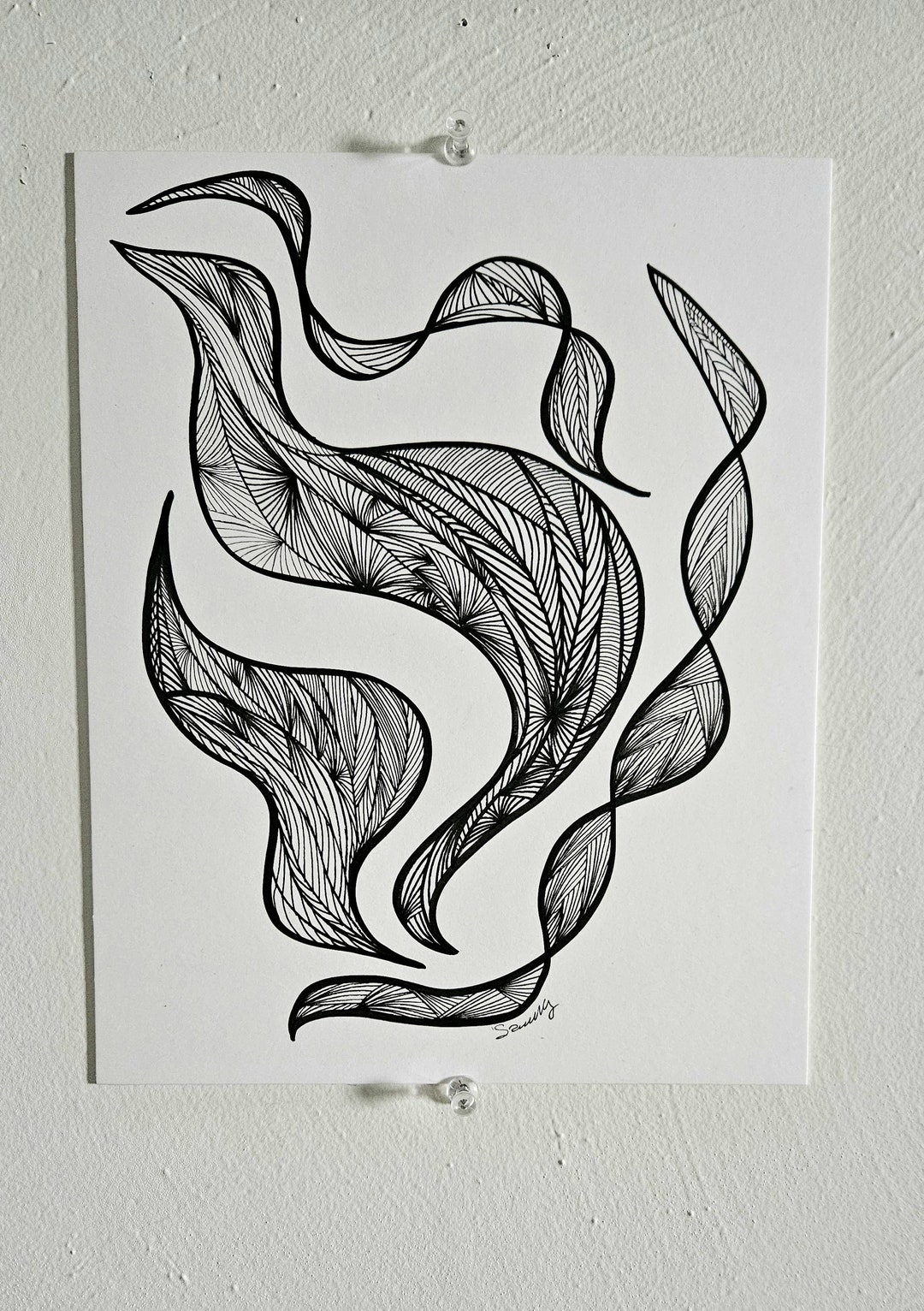 Wandering Line Drawing, Twists and Turns, Black and White Drawing - Etsy