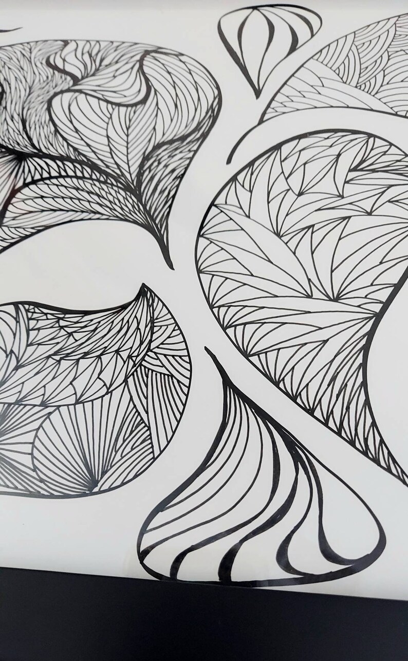 Wandering Line Drawing Original Drawing Abstract Art Pen and Ink Doodle ...