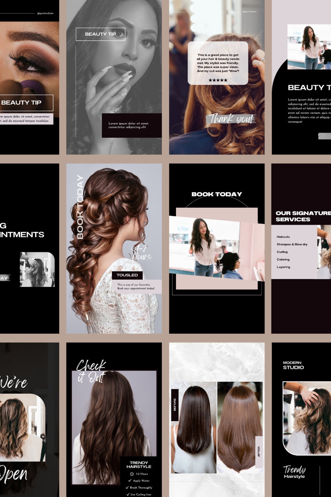 Aesthetic Instagram Post Templates Hair & Beauty Shop Modern Instagram ...