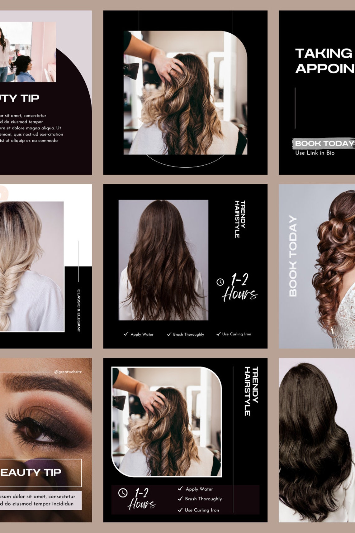 Aesthetic Instagram Post Templates Hair & Beauty Shop Modern Instagram ...