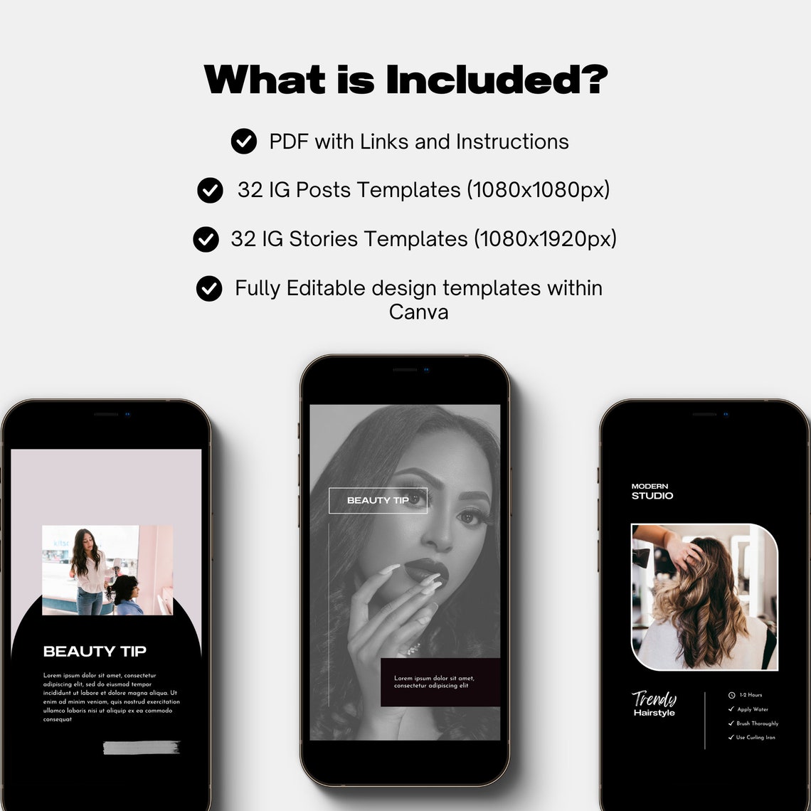 Aesthetic Instagram Post Templates | Hair & Beauty Shop | Modern ...
