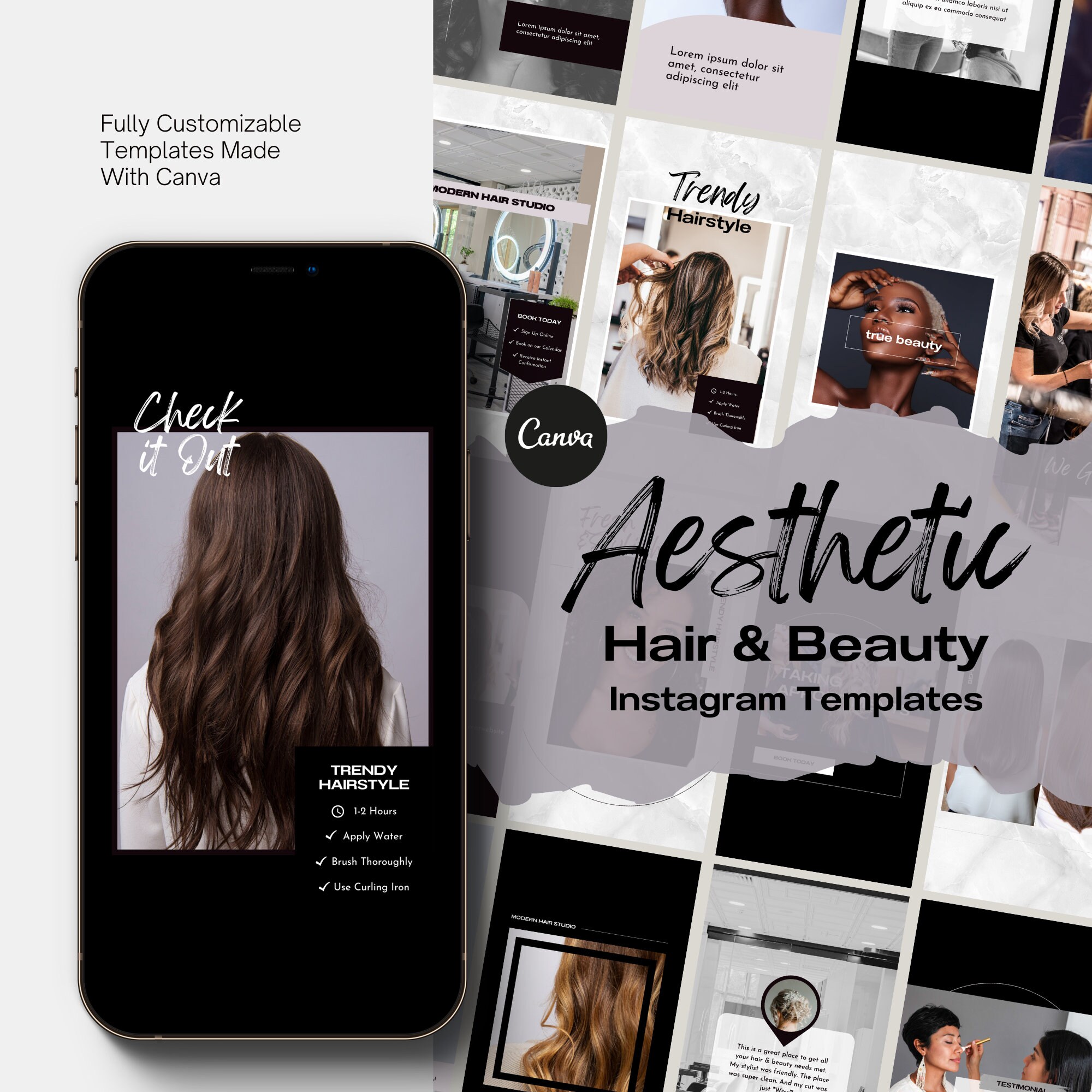 Aesthetic Instagram Post Templates | Hair & Beauty Shop | Modern ...